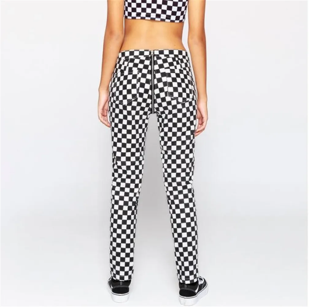 New Arrival Checkerboard Pants Unisex Zipper Casual Plaid Trousers ...