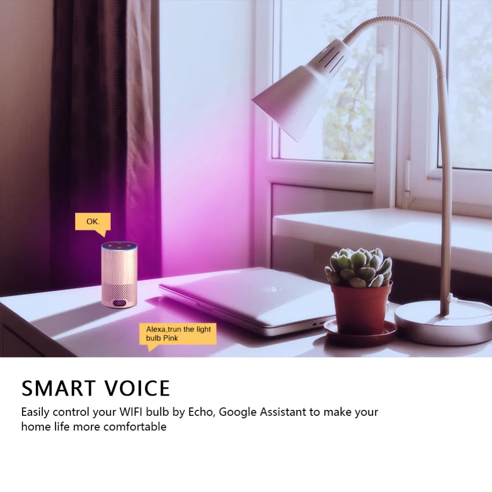 LED Light Bulb E27 Smart Lamp E14 7W with APP WIFI Remote Control B22 ...