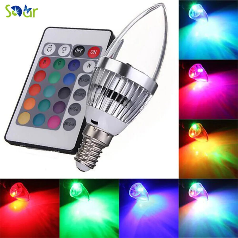 3 와트 RGB LED 전구 E14 16 색상 변경 빛 촛불 전구 스포트 라이트 램프 조명 조명기구 85 265 볼트|3w ...
