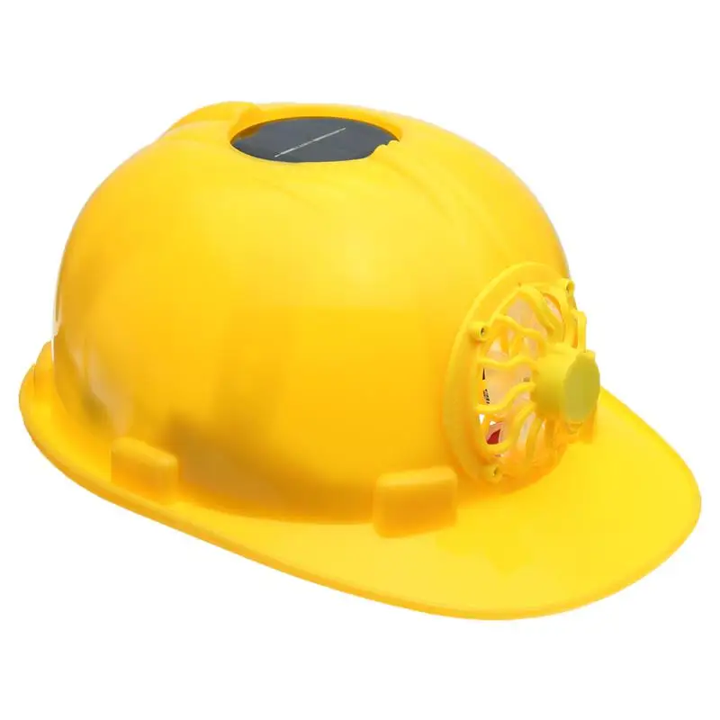 Yellow Solar Power Safety Helmet Work Hard Hat Solar Panel Cooling Fan ...