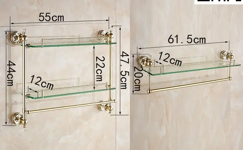 Bathroom Wall Mounted Golden crystal Bathroom shelf crystal Bathroom ...