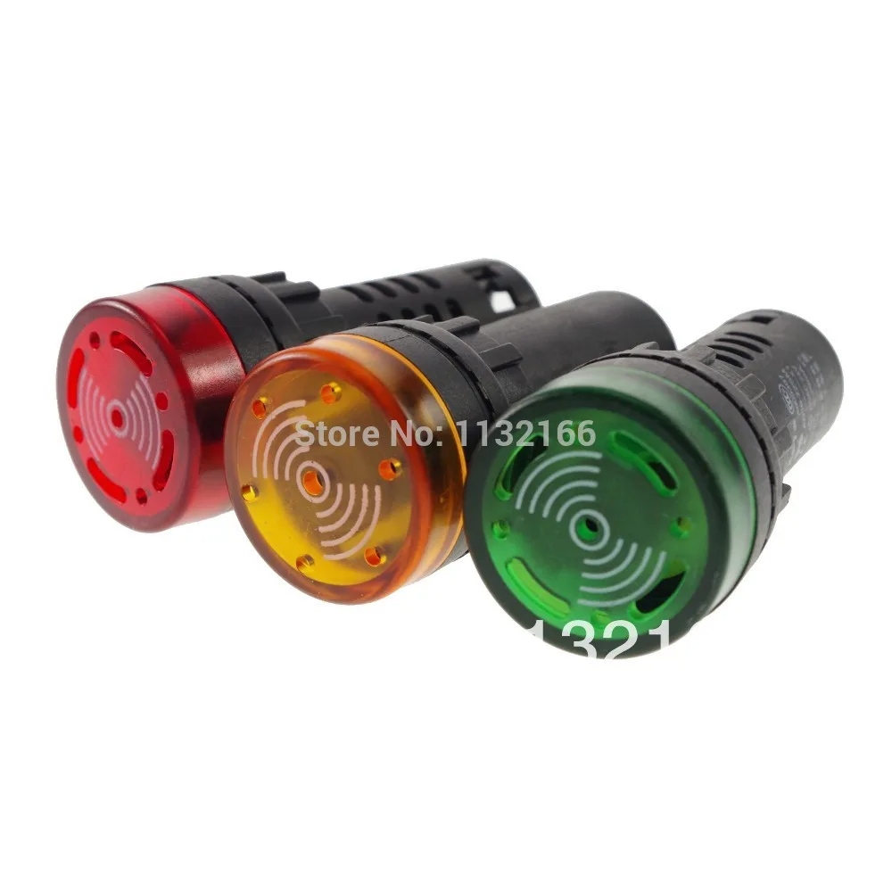 Set Of 3pcs 12VAC YELLOW/GREEN/RED 22mm Mount LED Power Indicator Light ...