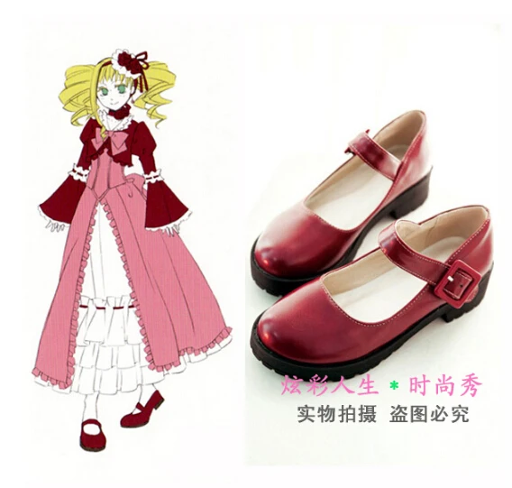 블랙 버틀러 엘리자베스 미드 포드 코스프레 프린세스 로리타 펑크 파티 여학생 제복 제복 부츠 레드 슈즈 에서블랙 버틀러 엘리자베스 미드 포드 코스프레 프린세스 로리타 펑크