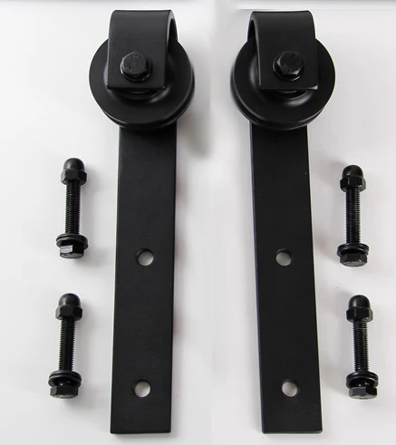 Sliding Barn Door Hardware Door Hangers 2pcs (Black) with screws ...
