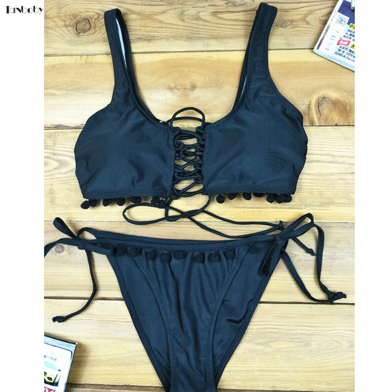 Black White Blue Sports Bikinis Swimsuits Two Pieces 2018 High Cut