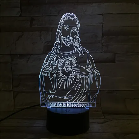 Jesus Figure 7 Colors Change Night Lamp LED 3D Table Light for Bedroom ...
