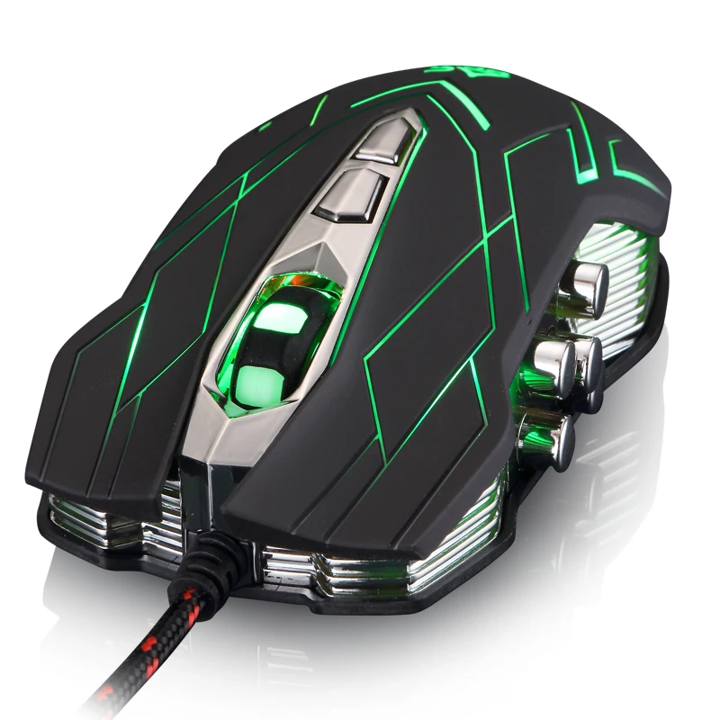 JS X9 DPI + 9 botones 3500 II 9D USB óptico ergonómico LED con cable Gaming Mouse Gamer rojo ...