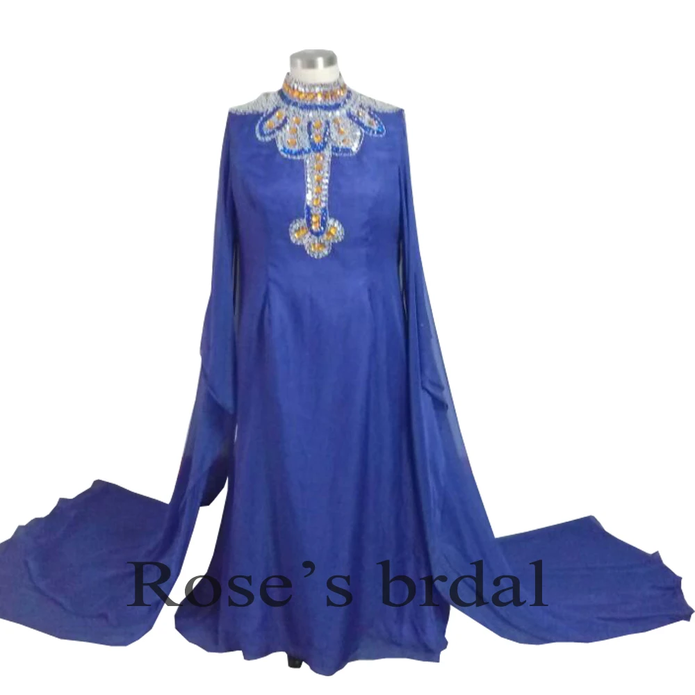 Actual Image Saudi Arabia Evening Gowns High Neck Beading Crystal ...