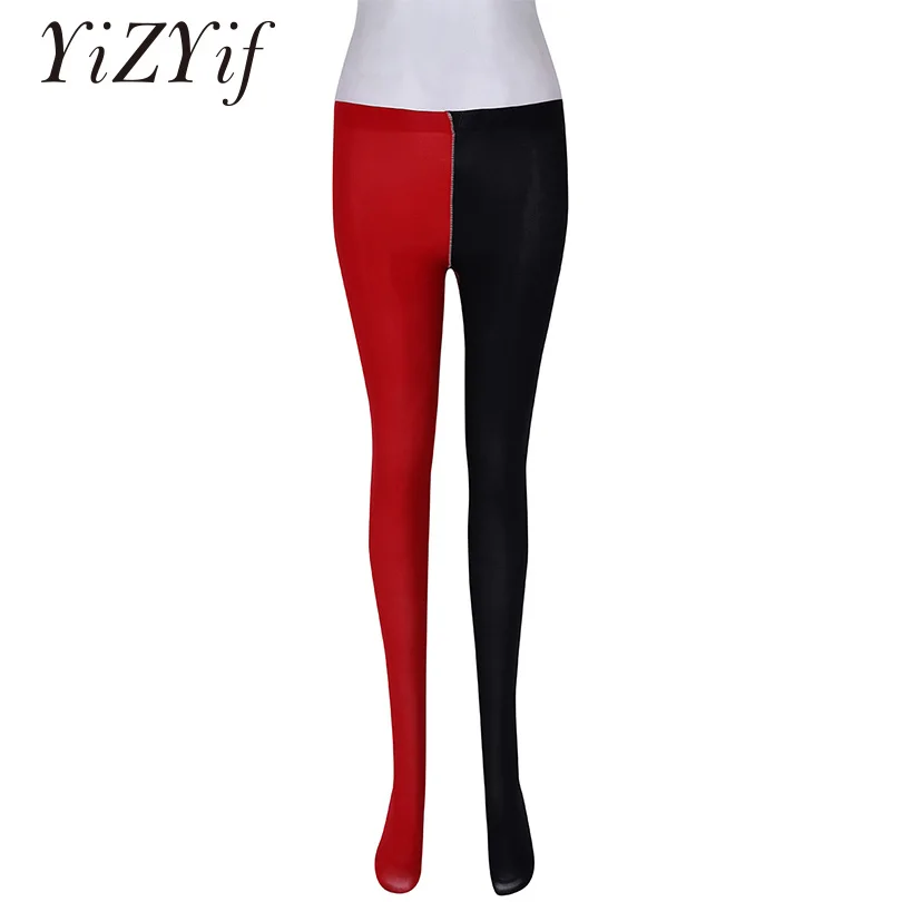 Yizyif Unisex Pantyhose Tights Two Toned Jester Costume Full Footed