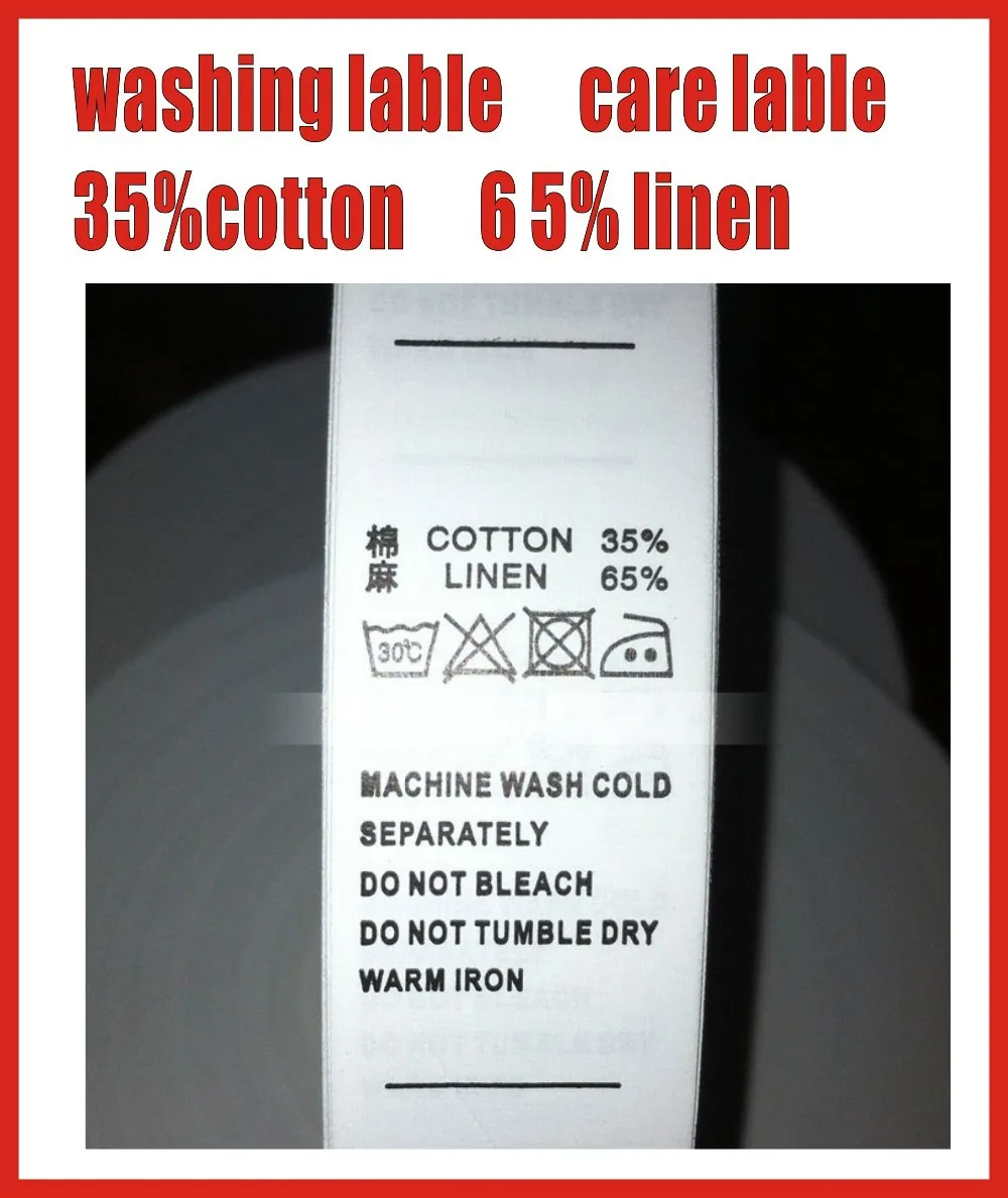 Clothes Tags Label,3000pcs/lot,silk Printed Washing Label ,35%cotton 65 ...