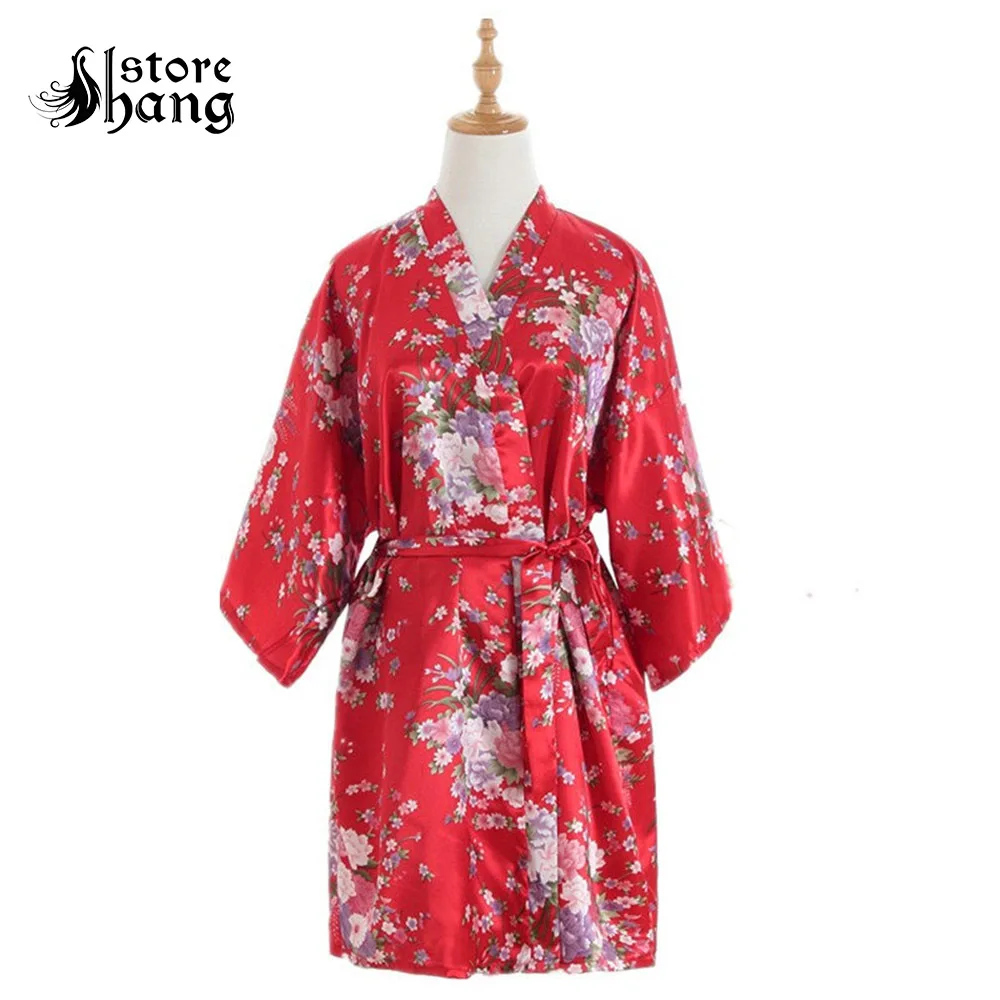 Women Sakura Kimono Bathrobe Japanese Sexy Floral Robe Bath Gown