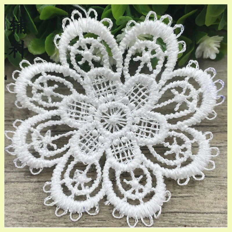 6.5cm DIY Lace Patch White Embroiery Polyester Round Lace Patch for ...