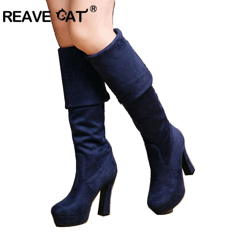 REAVE CAT Hot Sale Over Knee Women Boots Spring High Heels Platform ...