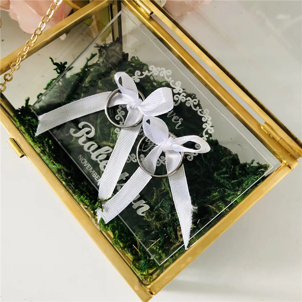 Personalized Glass Box with Acrylic Name Tag Geometric Copper Custom ...