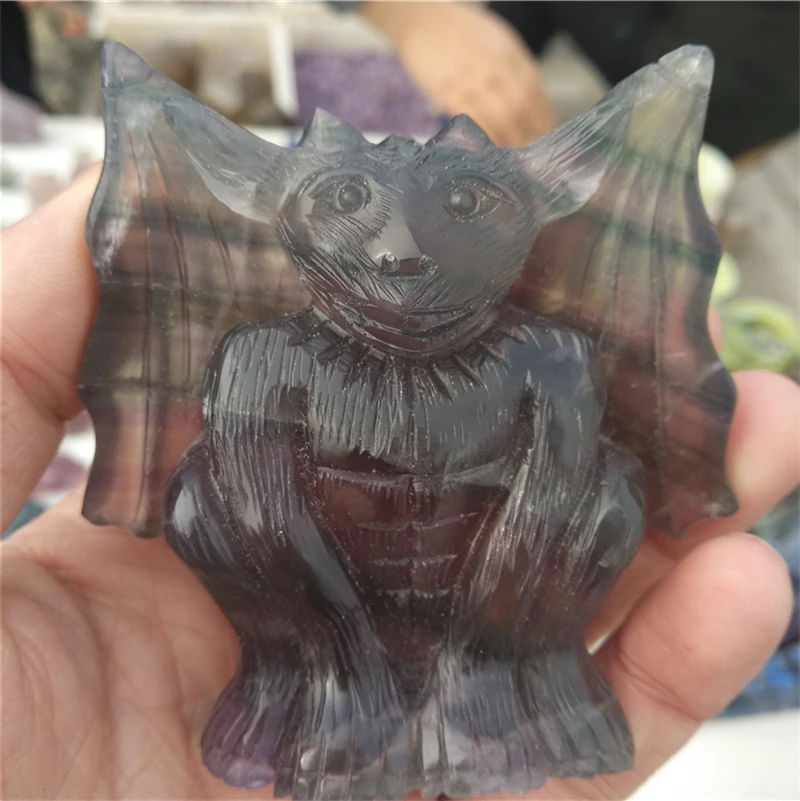 natural crystal animal hand-craved fluorite quartz gargoyles ...