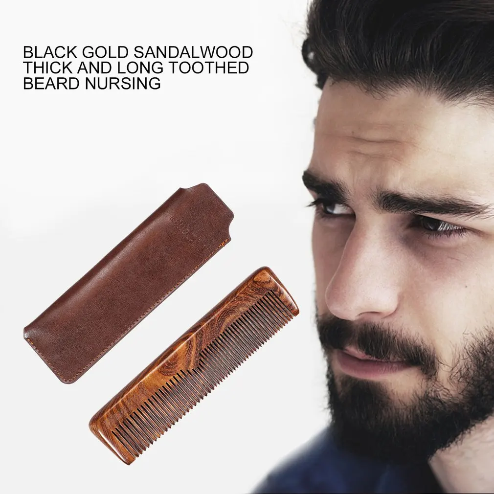 Beard Comb Black Gold Sandalwood Comb Coarse And Fine Teeth Long Comb ...