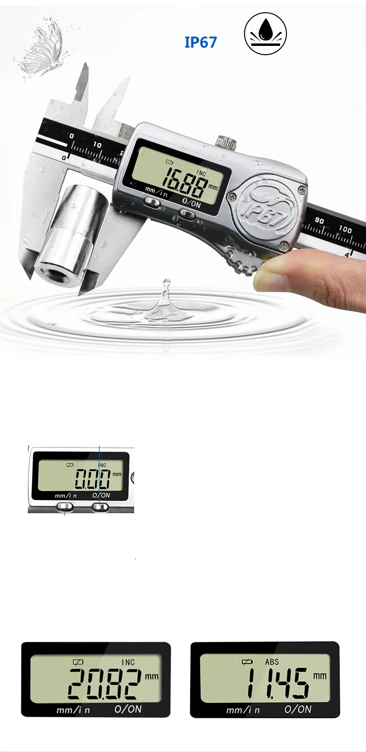 0-150mm 6 inch IP67 High Accuracy Oil-proof Digital Caliper Waterproof ...