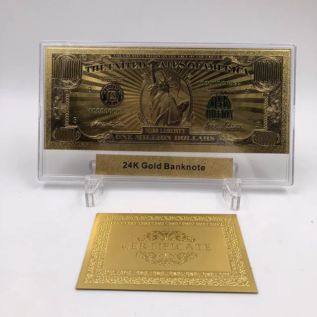 24k Gold Banknote Gold Foil Plated Artwork Gift Paper Money Copy Bank ...