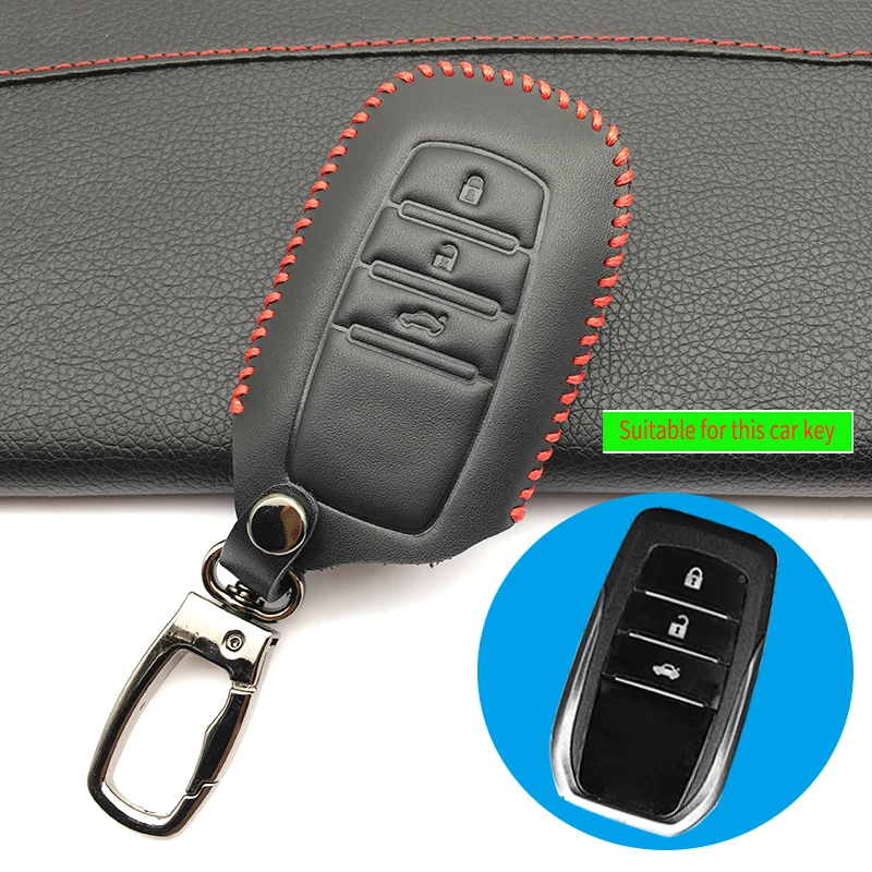 2018 Leather Car Key Case Smart Cover For Toyota Camry Coralla Crown ...