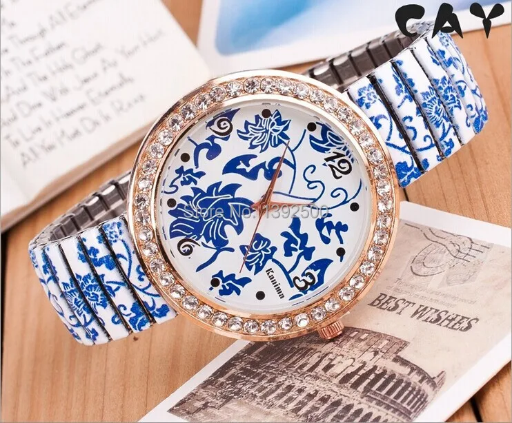 2014 Printing color diamond jewelry fashion Blue and White Porcelain ...