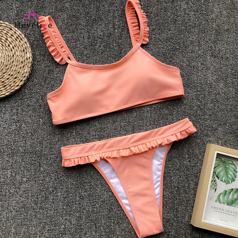 New Thong Bikini Swimwear Women High Cut Sexy Ruffle Swimsuit Micro