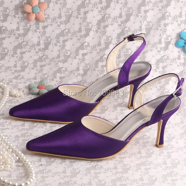 High Quality Dark Purple Shoes for Wedding Heels Pointed Toe (20 Colors ...