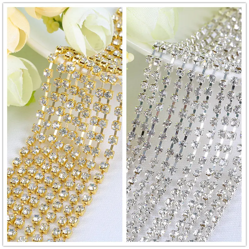 Topstone Crystal Clear Silver Claw Sew On Rhinestone 2~8mm Chain Cup