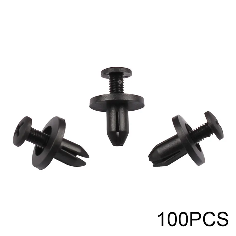 100Pcs Auto Bumper Fastener 6mm Hole Rivet Retainer Push Engine Cover ...