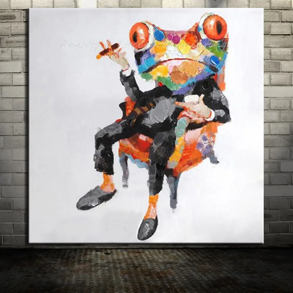 Mintura Hand Painted Modern Cartoon Animals Oil Painting On Canvas Hand ...