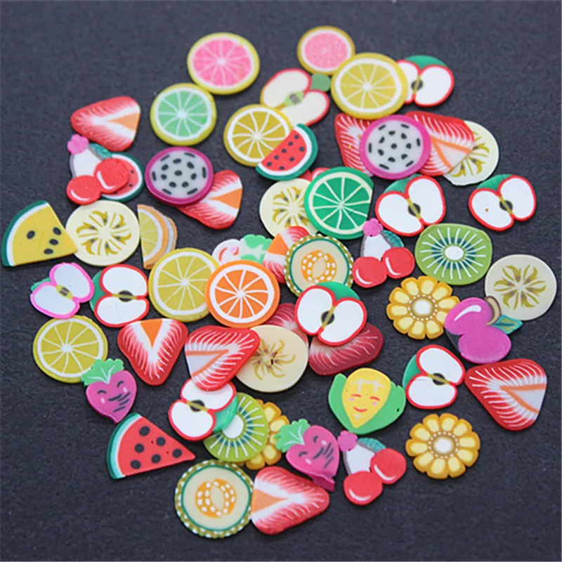 About 400pcs/pack Mix Big Fruits Fimo Polymer Clay Slices Sticks Nail ...