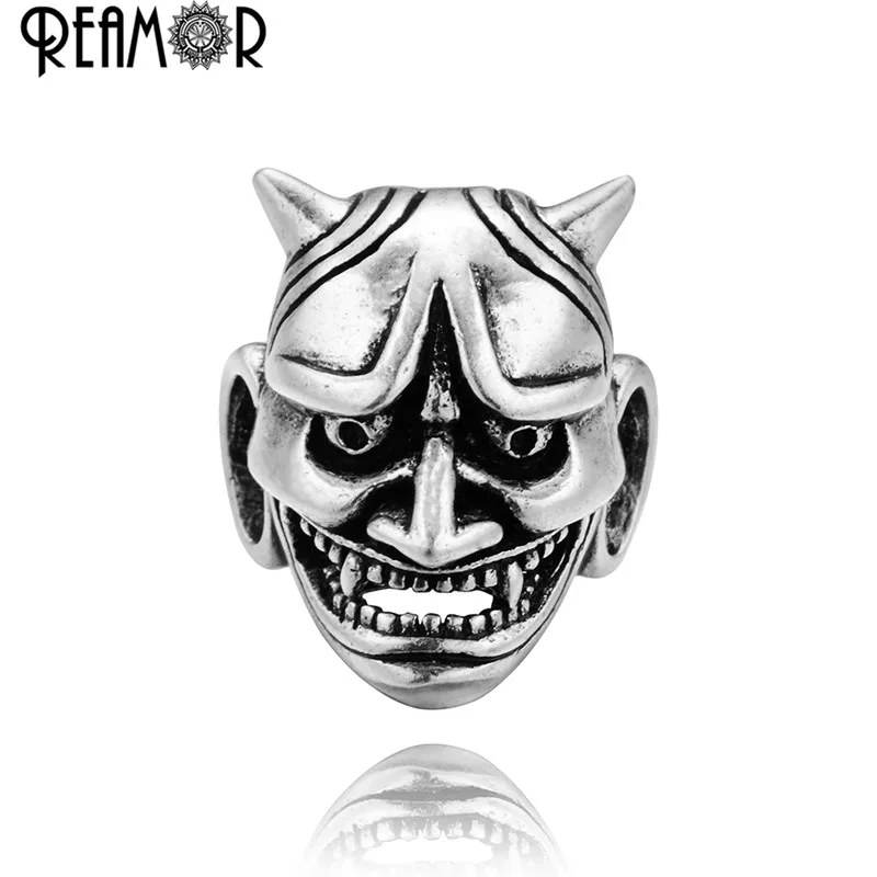Reamor 6.5mm Hole Demon Head Beads Silver-plated Red Copper Beads Metal ...