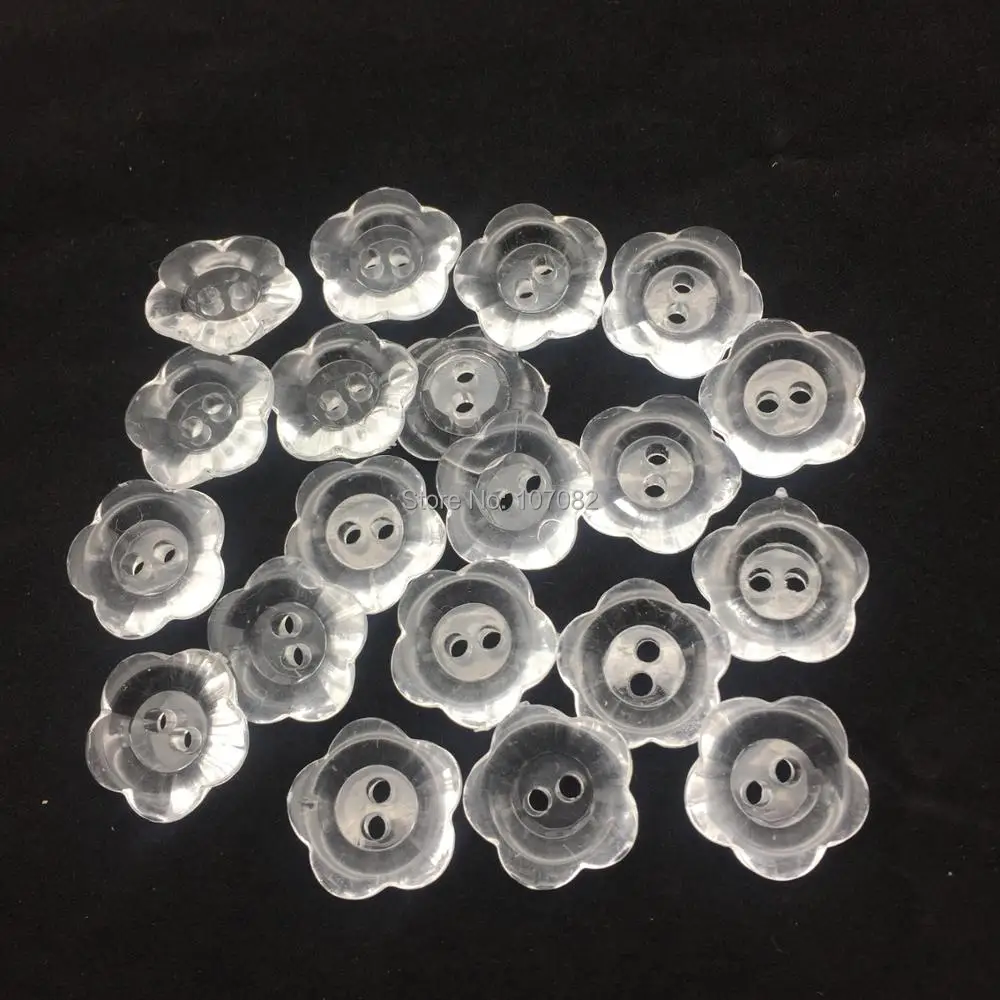 60pcs 20mm Clear Transparent Acrylic Buttons Flower Sewing Shirt Coat ...