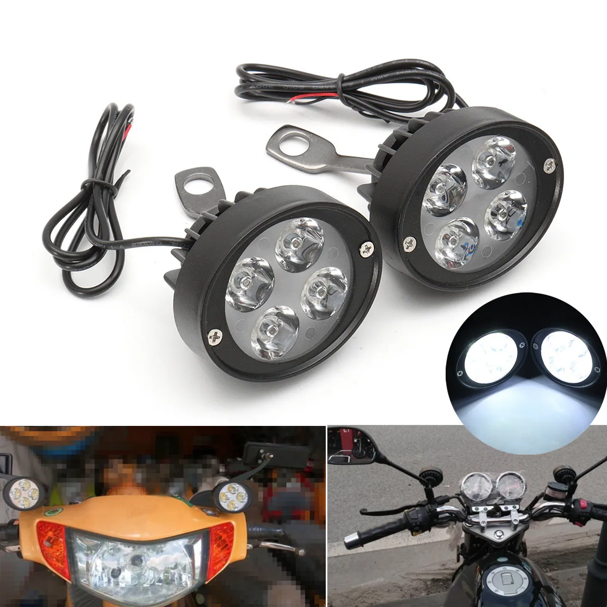 Universal Motorcycle 4 Led 12v 85v Dc 24w Motorcycle Mirror Mount Led