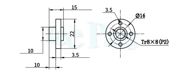 T8 Trapezoidal 8mm brass Nuts - Pixel Electric Engineering Company Limited
