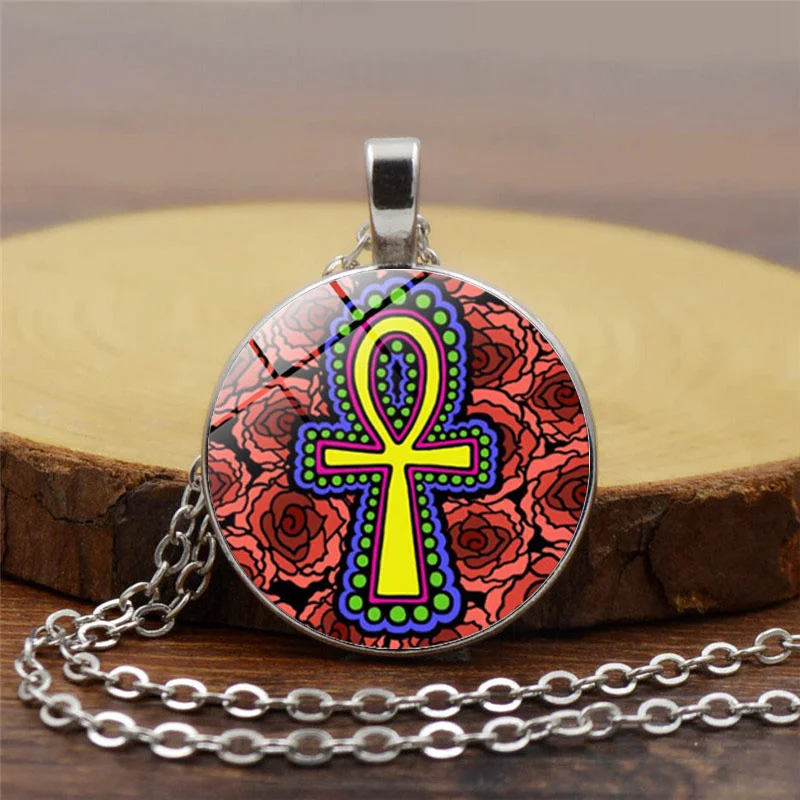 Flower ankh cross pattern necklaces & pendants egyptian ankh necklace ...