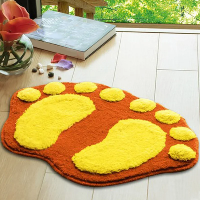 5 colors Cute Footprints Big Feet Bath Mats Pads Cartoon Style Toilet ...