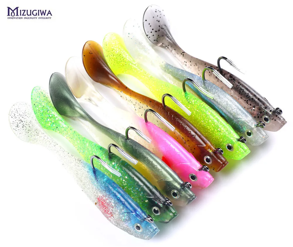Mizugiwa 2PCS SB5 Shad Silicone Bass Minnow Swimbait Soft Fishing Lure ...