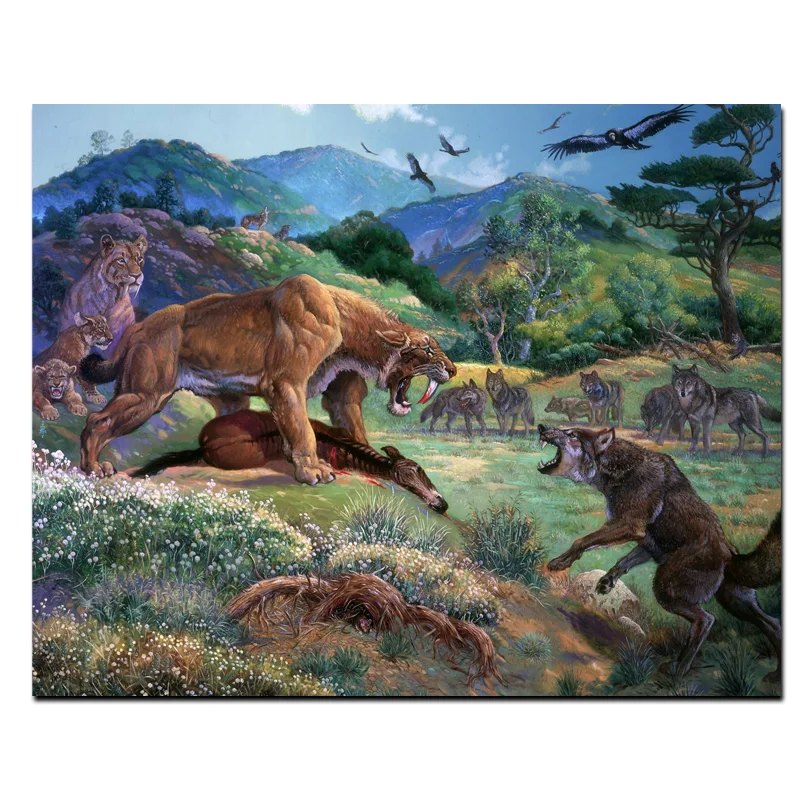 Saber Tooth Tiger Vs Wolf