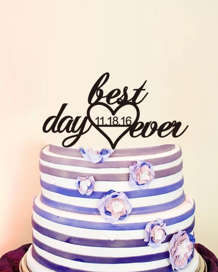 Best Day Custom Date Cake Toppers For Weddings Party Decoration Love ...