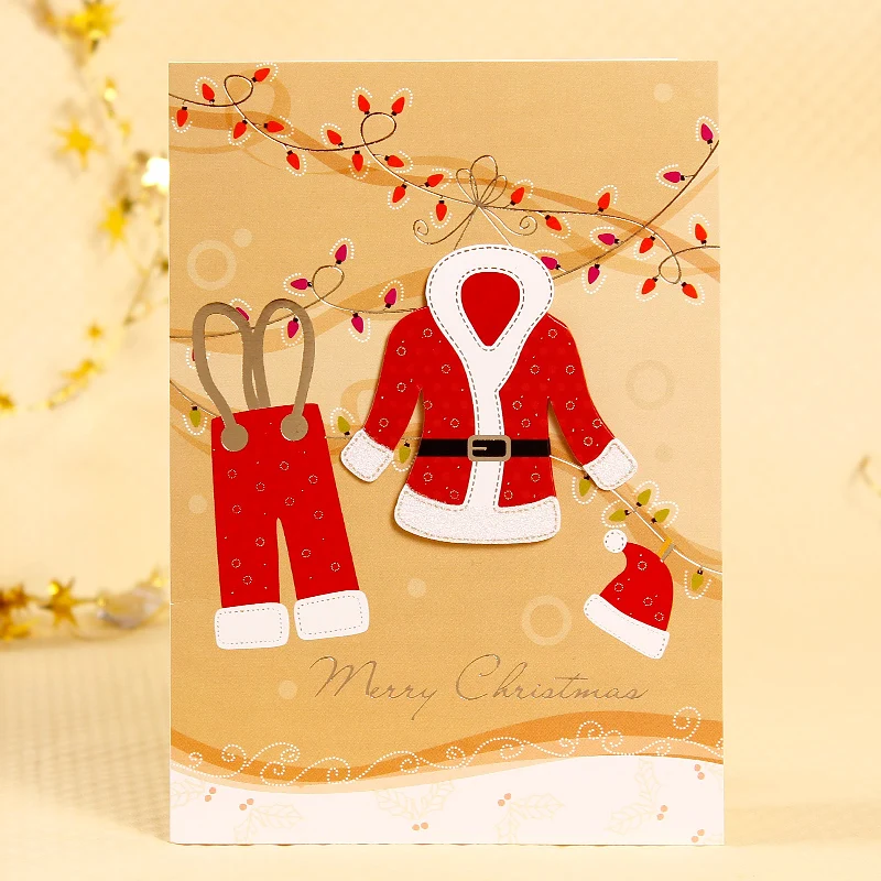 Handmade three dimensional attached pieces christmas greeting cards ...
