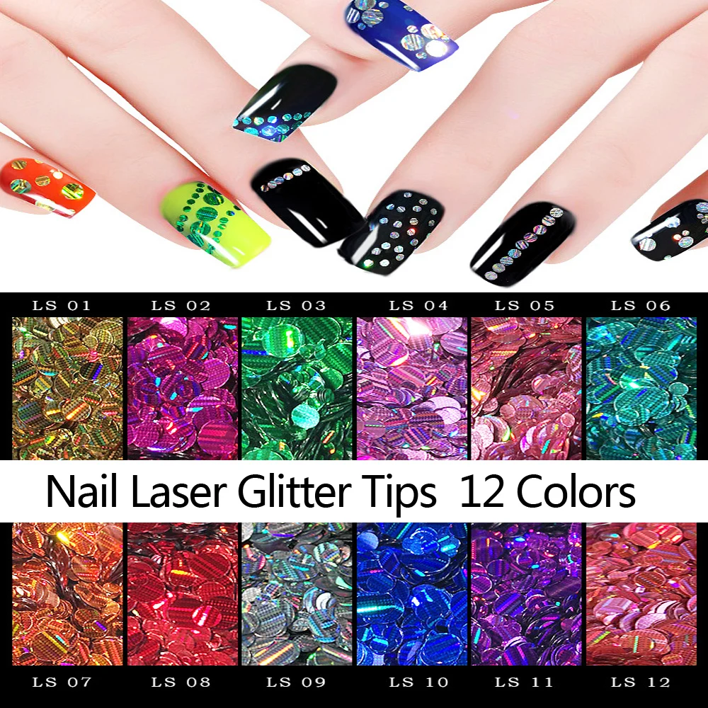 2g Mixed 1/2/3mm Plastic Thin Round Sticker Nail Art Mini Paillette ...