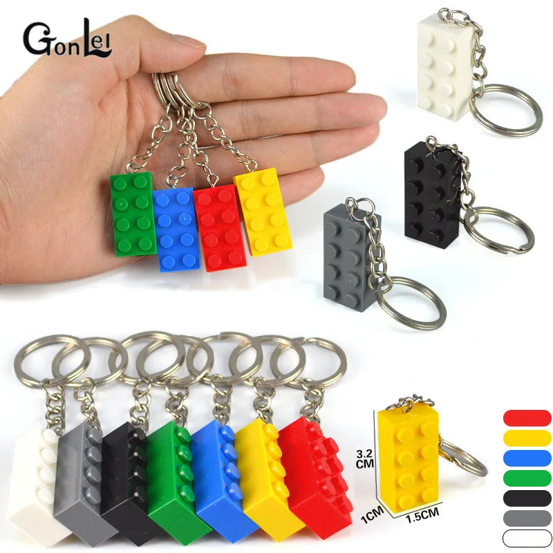 NEW 20Pcs Mixed Colors 2X4 Bricks Heart shaped Keychain Keyring DIY ...