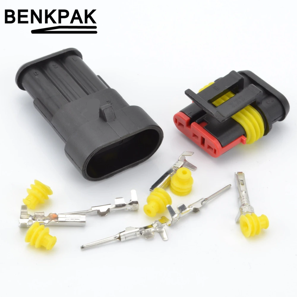 3 Pin Way Waterproof Electrical Wire Automotive Connector Plug For Car ...