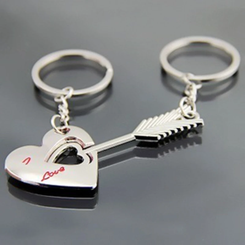 New 1 Pair Couple Keyring Lovers Heart Key Chain Ring Llaveros Romantic ...