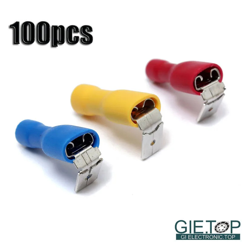 100pcs Mix PVC Fully Insulated Piggy Back Splice Wire Cable Connector 6 ...