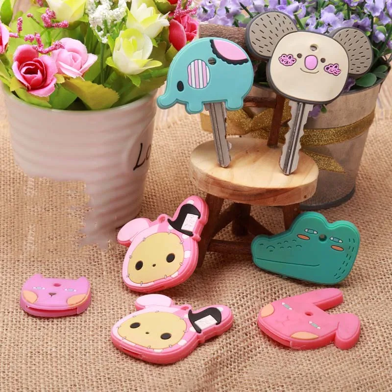 10pcs Novelty Kawaii Cute Cartoon Animal Silicone Car Key Caps Covers ...