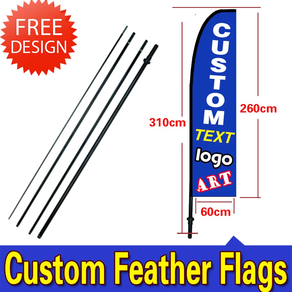 10ft Single Sided Custom Feather Flag/Beach Flag/Swoop Flag Signs +only ...