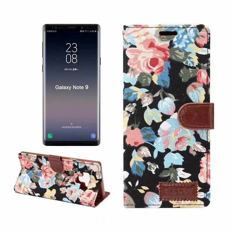 Flower Print Cloth PU Leather Case for Samsung Galaxy s5 s6 s7 edge s8 ...