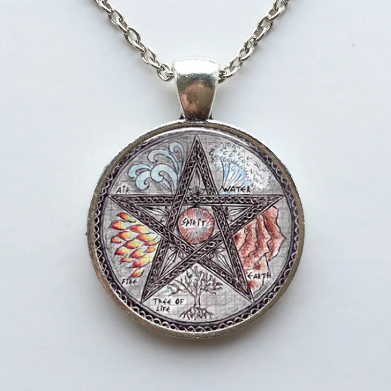 Free shipping Beautiful Tree Pentagram Wicca Pendant Necklace Wiccan ...