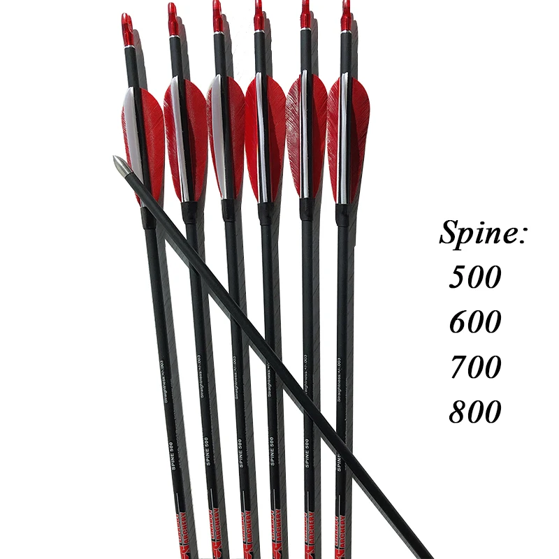 6/24pcs linkboy archery pure carbon arrows spine 500 600 700 800 30inch ...